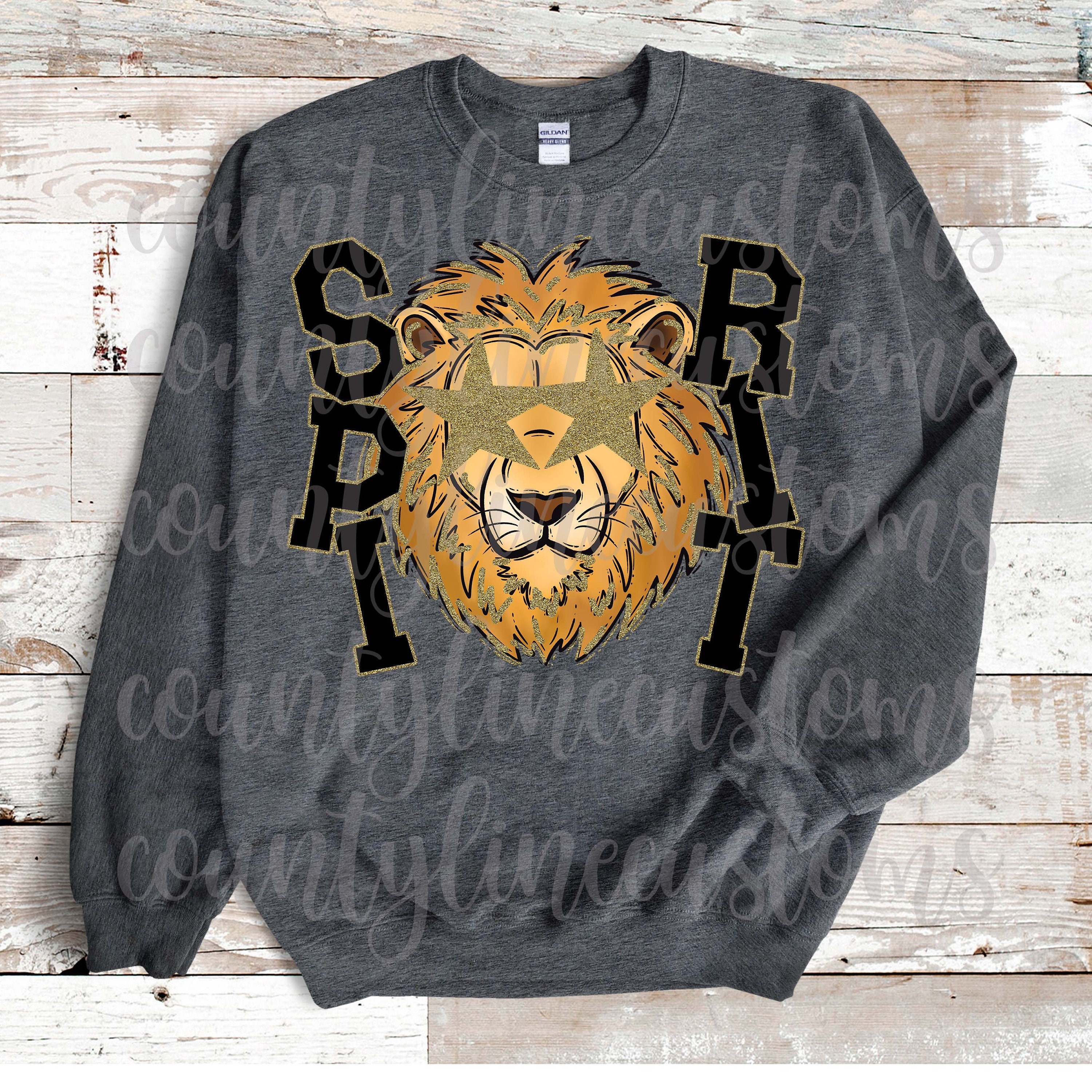 Lions Mascot Shirt Starry Eyed Lion Spirit Sweatshirt Multiple Color ...