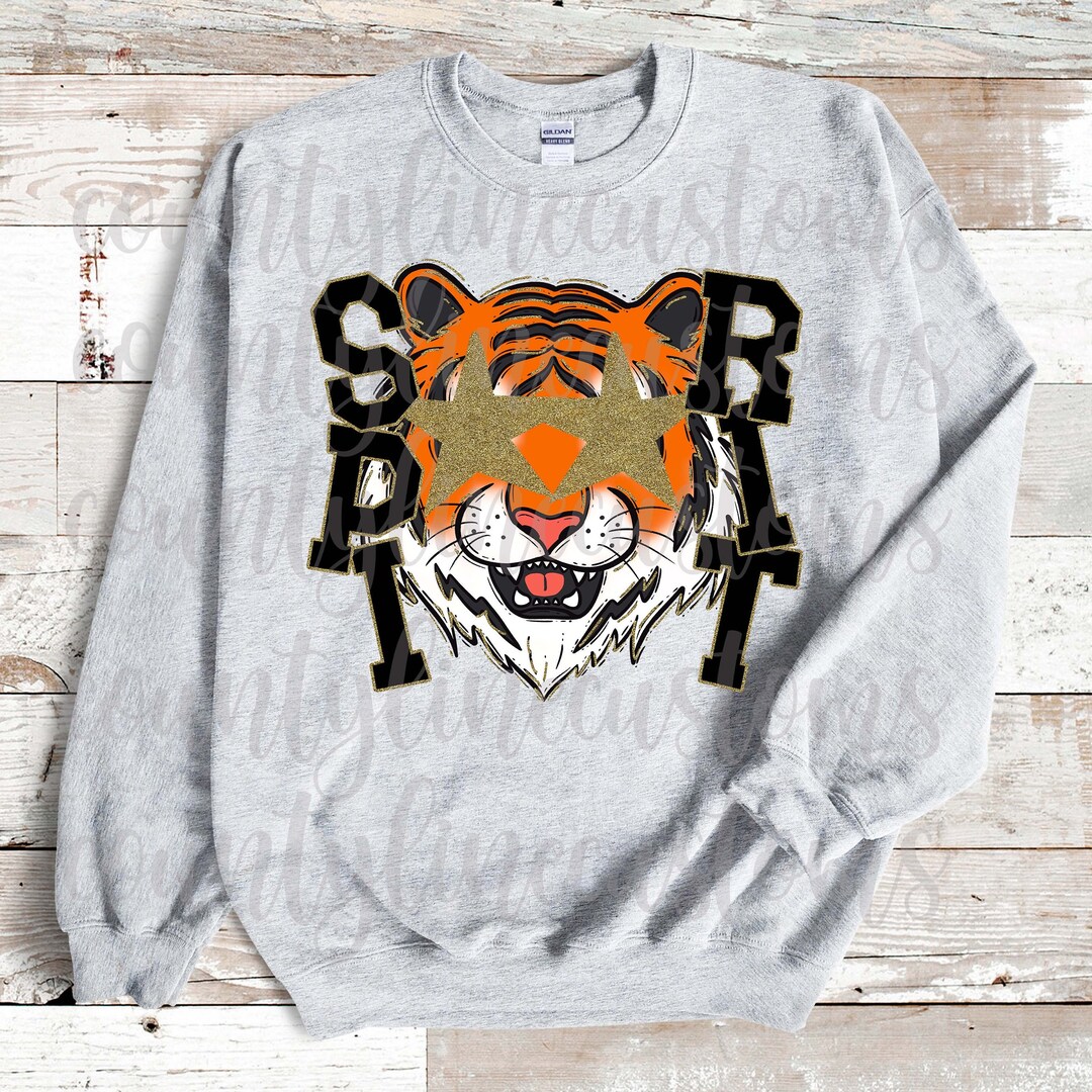 Tiger Mascot Shirt - Starry Eyed Tiger Spirit Sweatshirt- Multiple ...