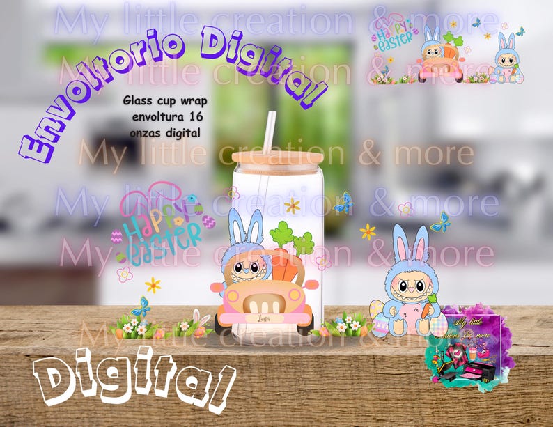 Easter Labubu Bunny Cart #png #digital #labubu Cup Libbey 16 Ounces ...
