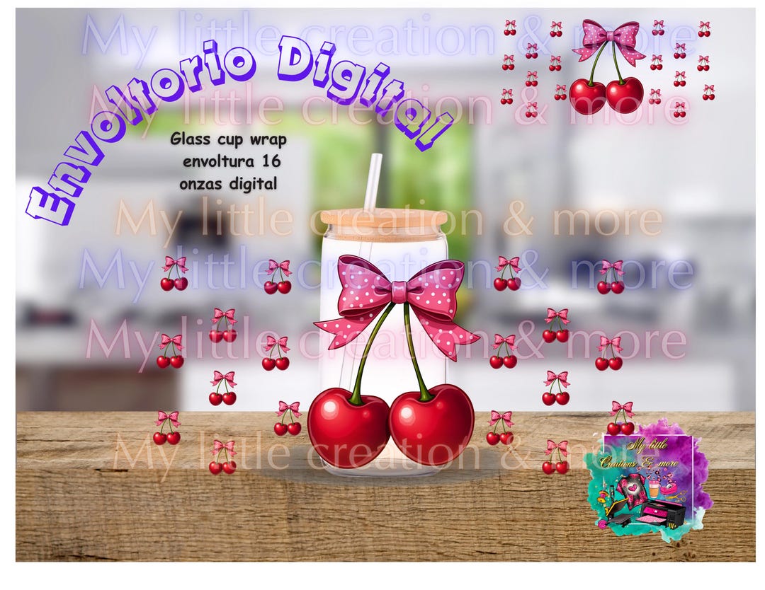 Cherry Moño Cup Uvdtf Wrap 16 Oz png digital Cherry Moño Cup 16 Oz png ...