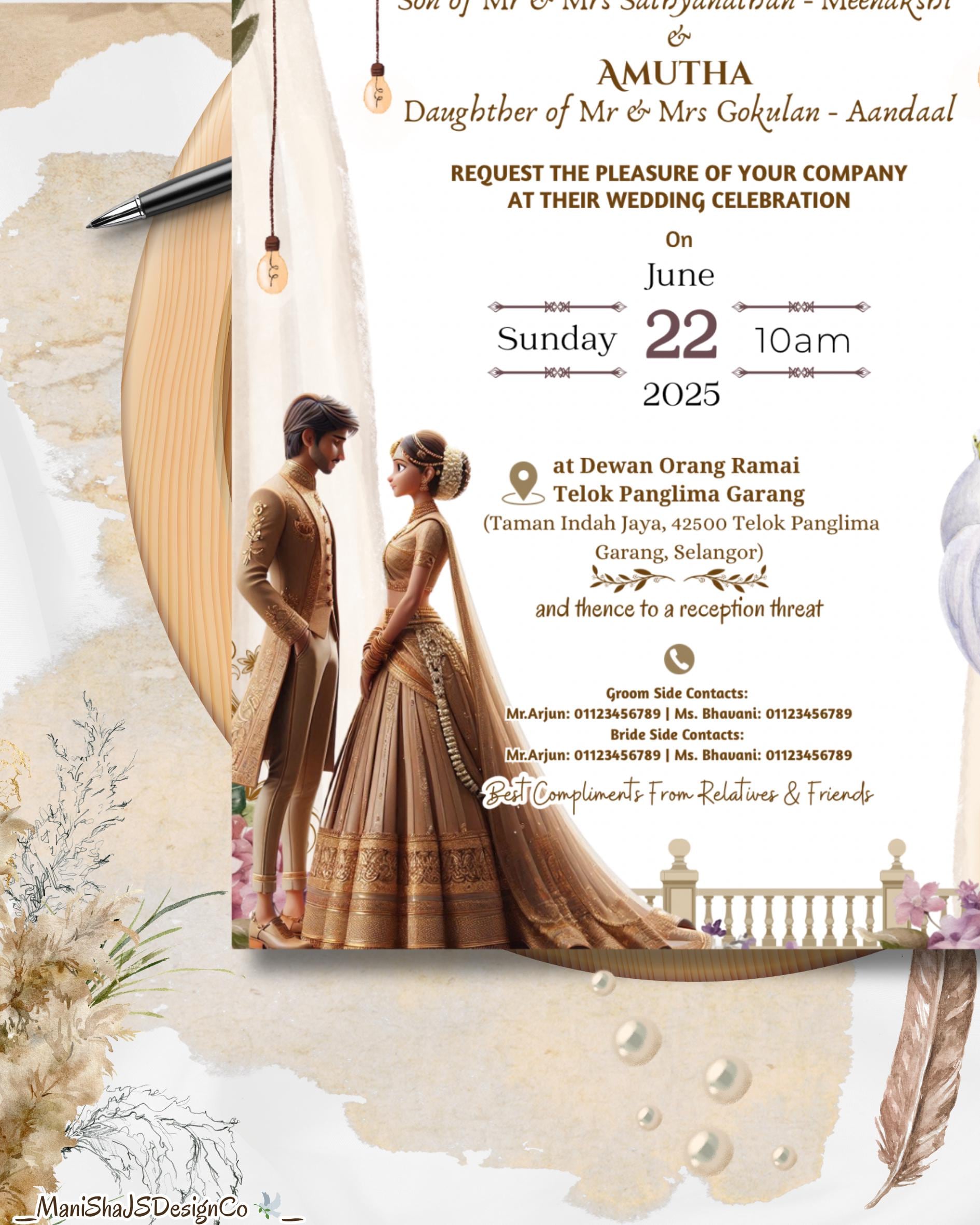 Editable Indian Wedding Invitation – Tamil + English (canva Template ...