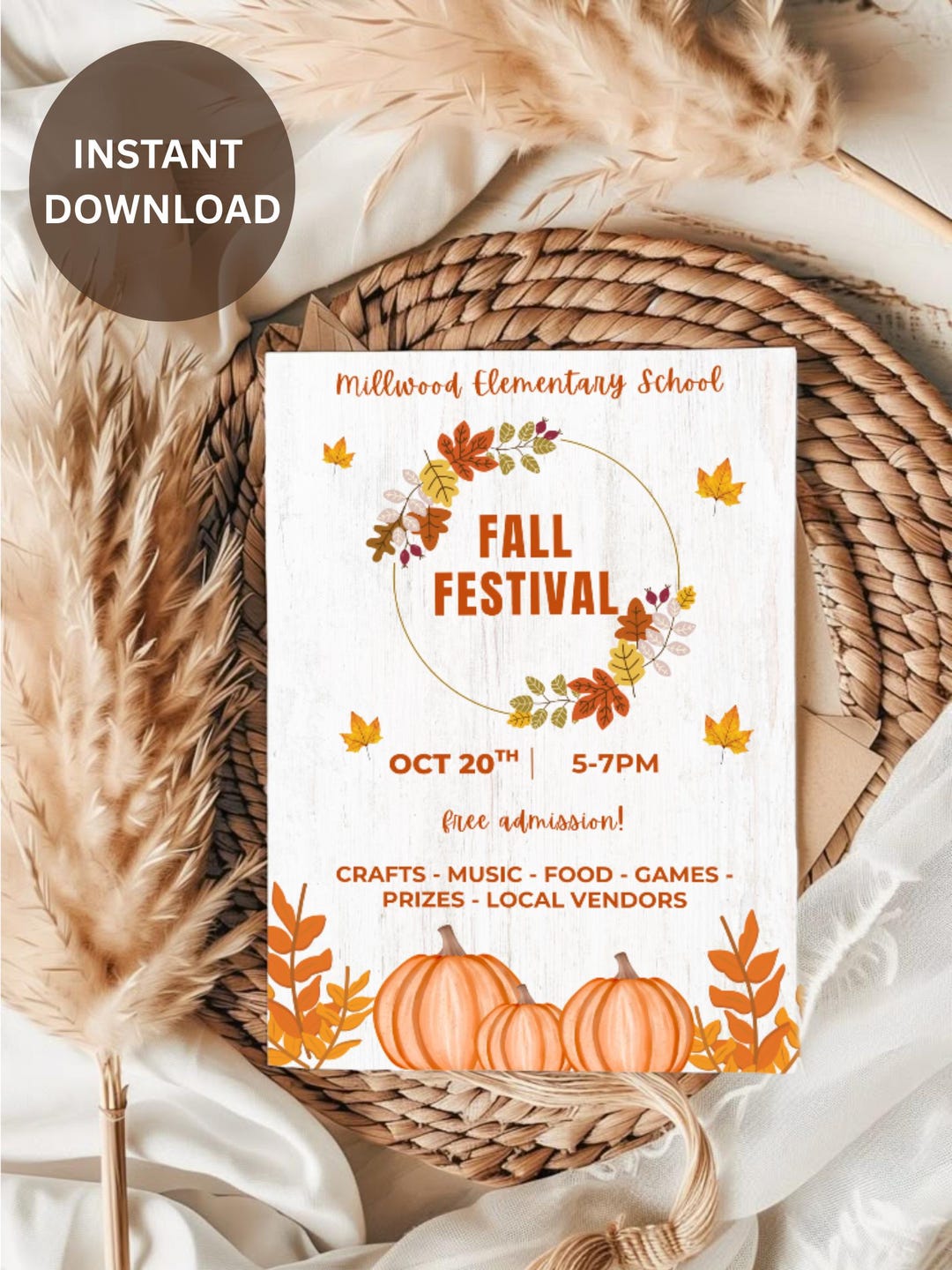 Fall Festival Flyer | Editable Canva Template | Autumn Fair Poster ...