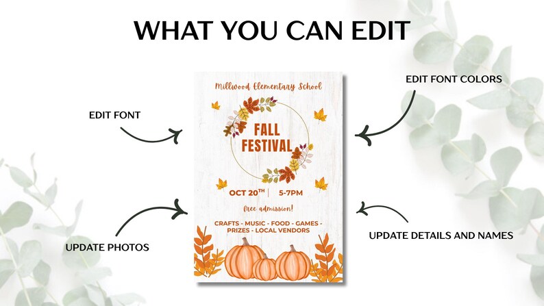 Fall Festival Flyer | Editable Canva Template | Autumn Fair Poster ...