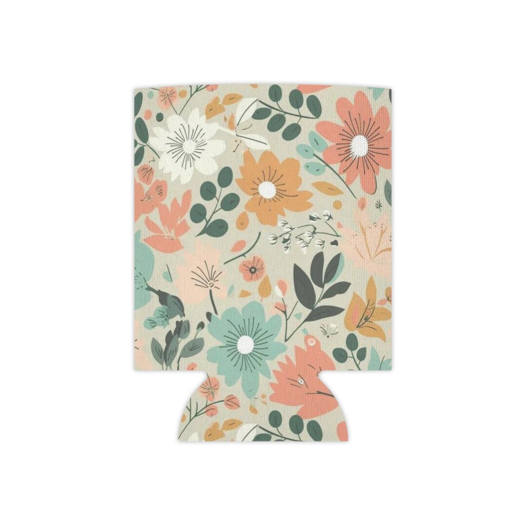 Blush Floral Cooler, Flower Pattern Drink Koozie, Summer Picnic ...