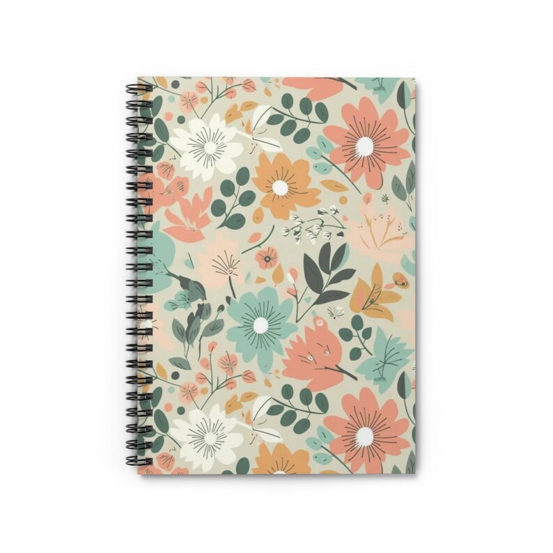 Blush Floral Spiral Notebook Aesthetic Floral Design, Journal for Note ...