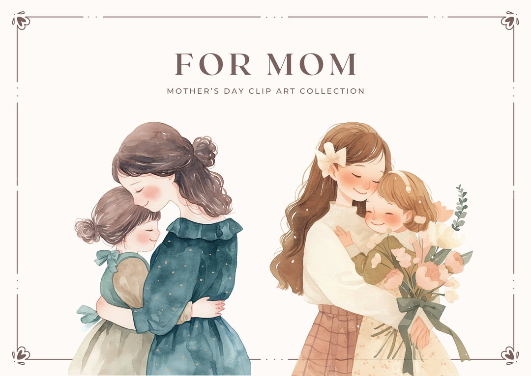 Mother's Day Clipart - Cute Mom Art - Watercolor Clip Art - Mother's ...
