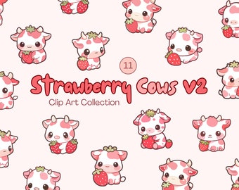 Strawberry Cow Clipart Cute Cartoon Cow Clip Art Strawberry Cow ...