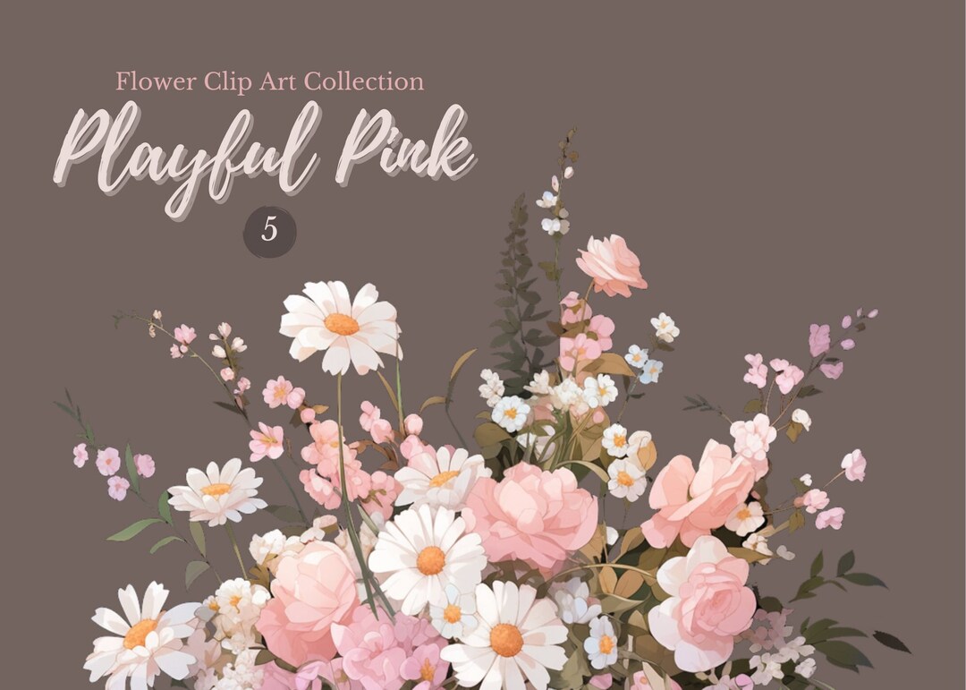 Pink Floral Clip Art - Pink Flower Art - Pink Flower Stickers - Flower ...