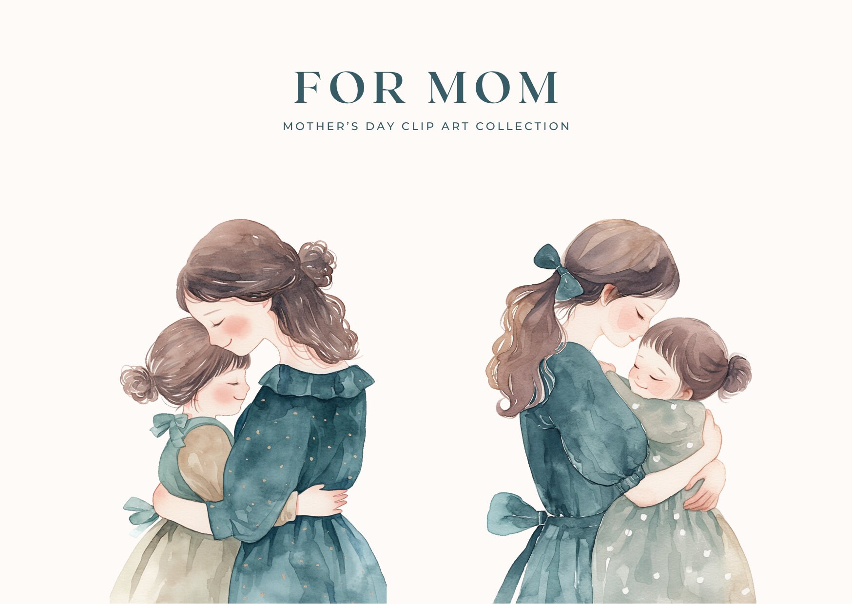 Mother's Day Clipart - Cute Mom Art - Watercolor Clip Art - Mother's ...