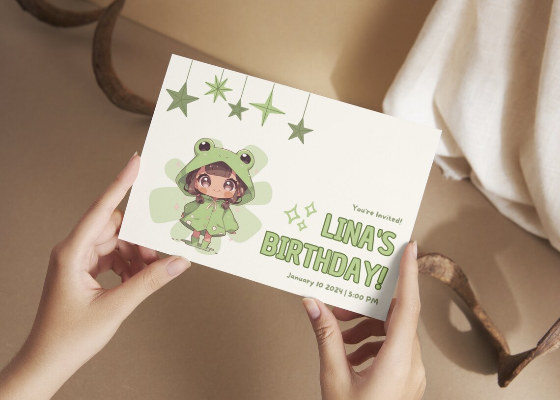Cute Frog Clipart - Kawaii Frog Illustrations - DIY Invitation Cards ...