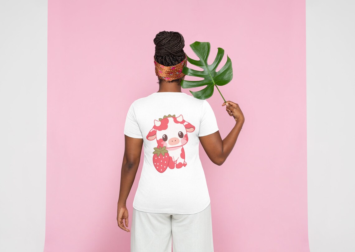 Cartoon Strawberry Cow Clipart - Cute Kawaii Cow Clip Art - Strawberry ...