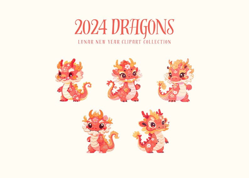 Dragon Lunar New Year 2024 - Cute Kawaii Dragon Clipart - Year of the ...