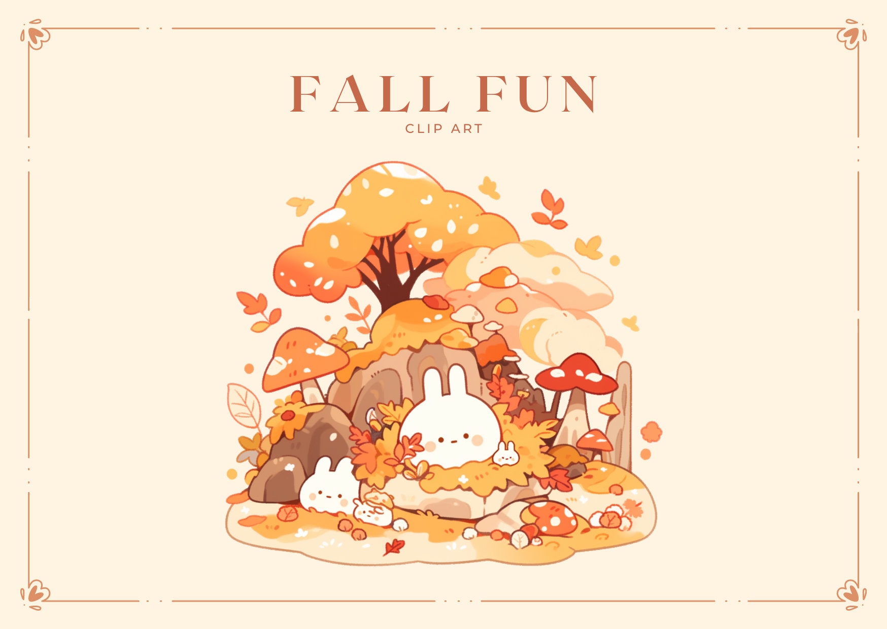 Kawaii Fall Clipart - Autumn Clipart - Forest Clipart - Autumn Décor ...