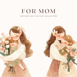 Mother's Day Clipart - Cute Mom Art - Watercolor Clip Art - Mother's ...
