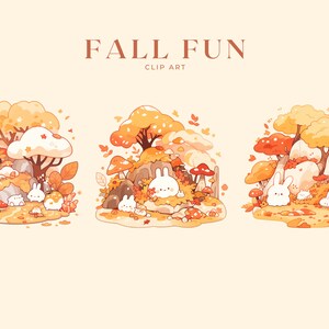 Kawaii Fall Clipart - Autumn Clipart - Forest Clipart - Autumn Décor ...