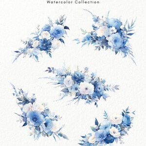 Blue Watercolor Floral Clipart - Floral Clip Art - Blue Flower Stickers ...