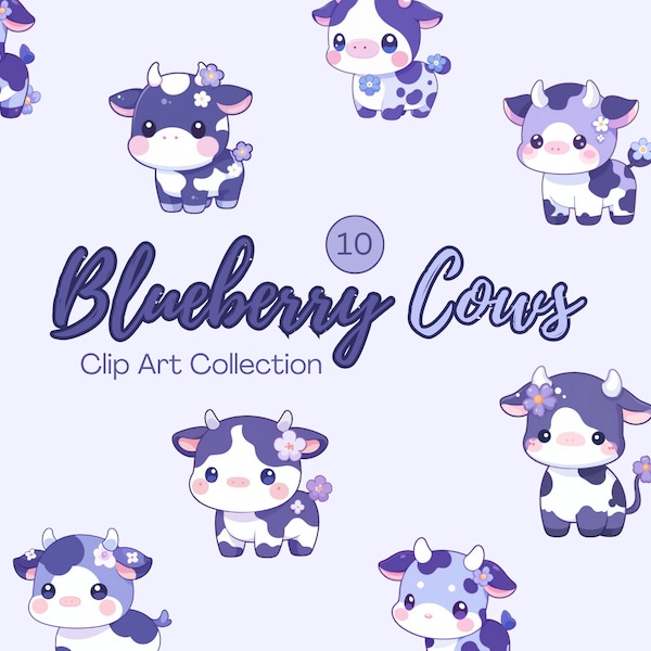 Blueberry Cow Stickers - Etsy