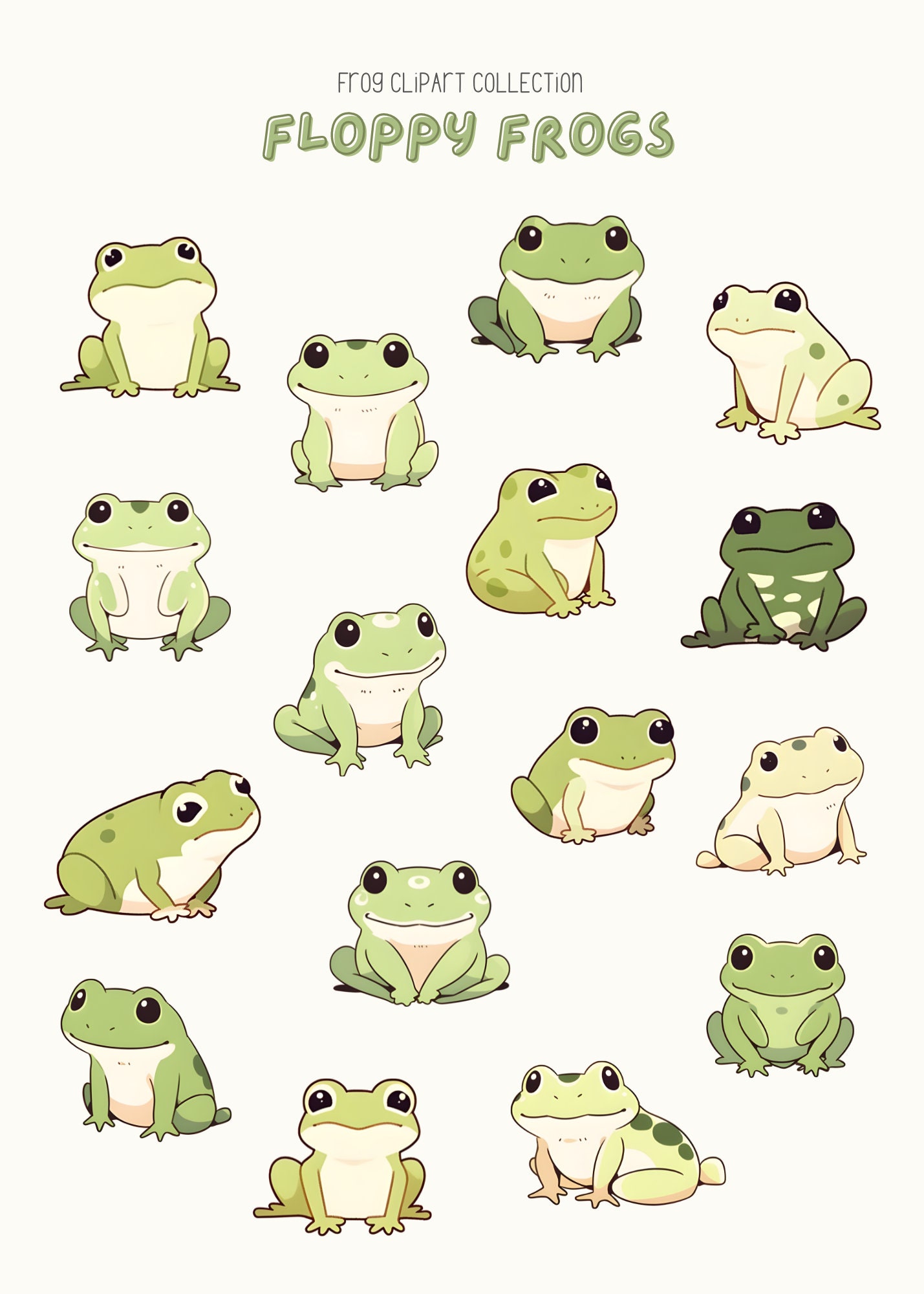 Cute Frog Clipart Bundle - Frog Illustrations - DIY Invitation Cards ...