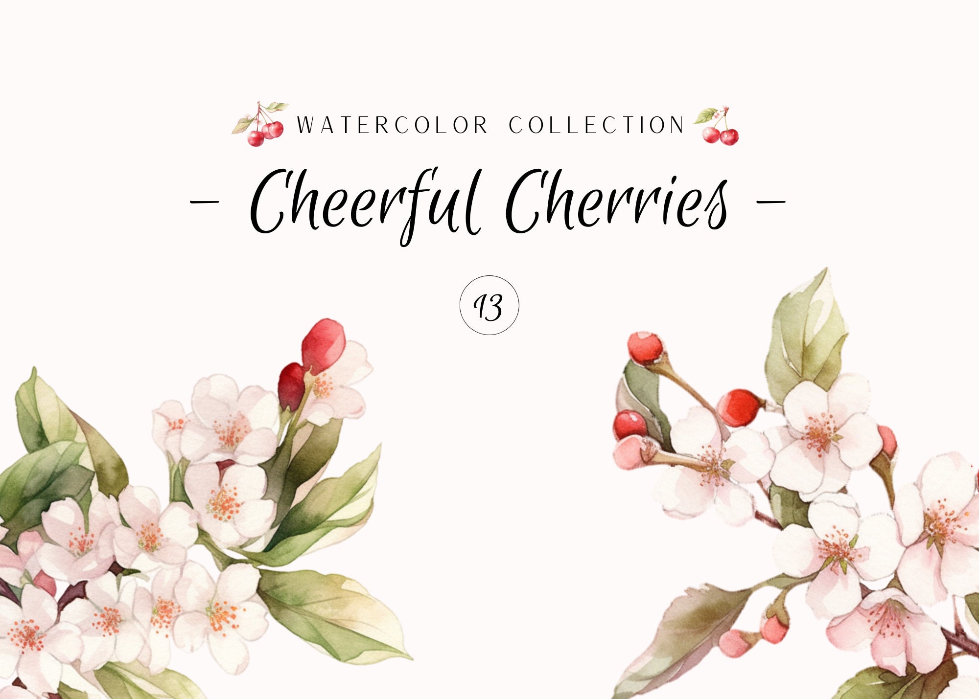 Watercolor Cherry Clipart Cherry Clip Art Instant Download Cherry Art ...