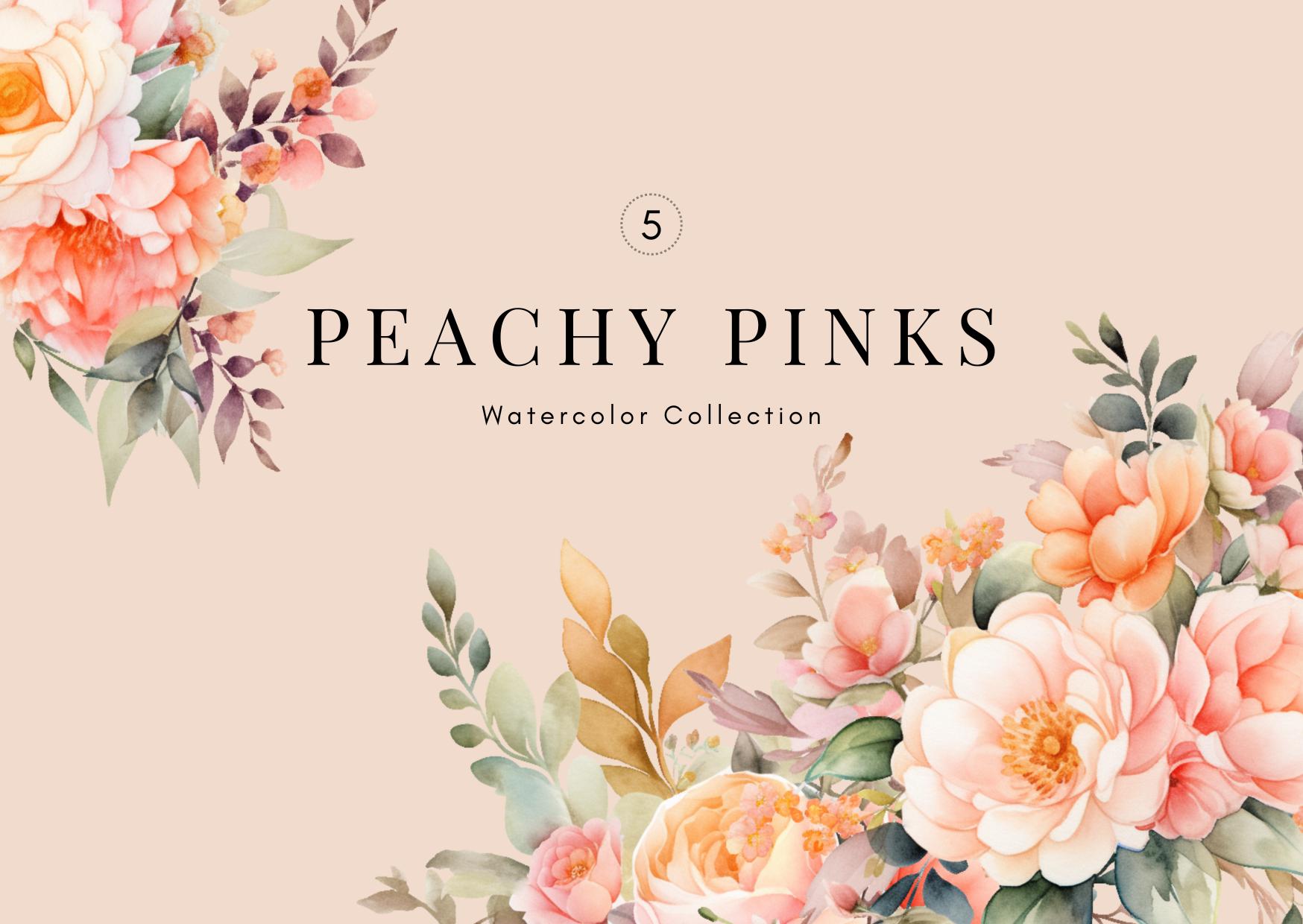 Watercolor Floral Clipart - Pink Peach Floral Clip Art - Flower ...
