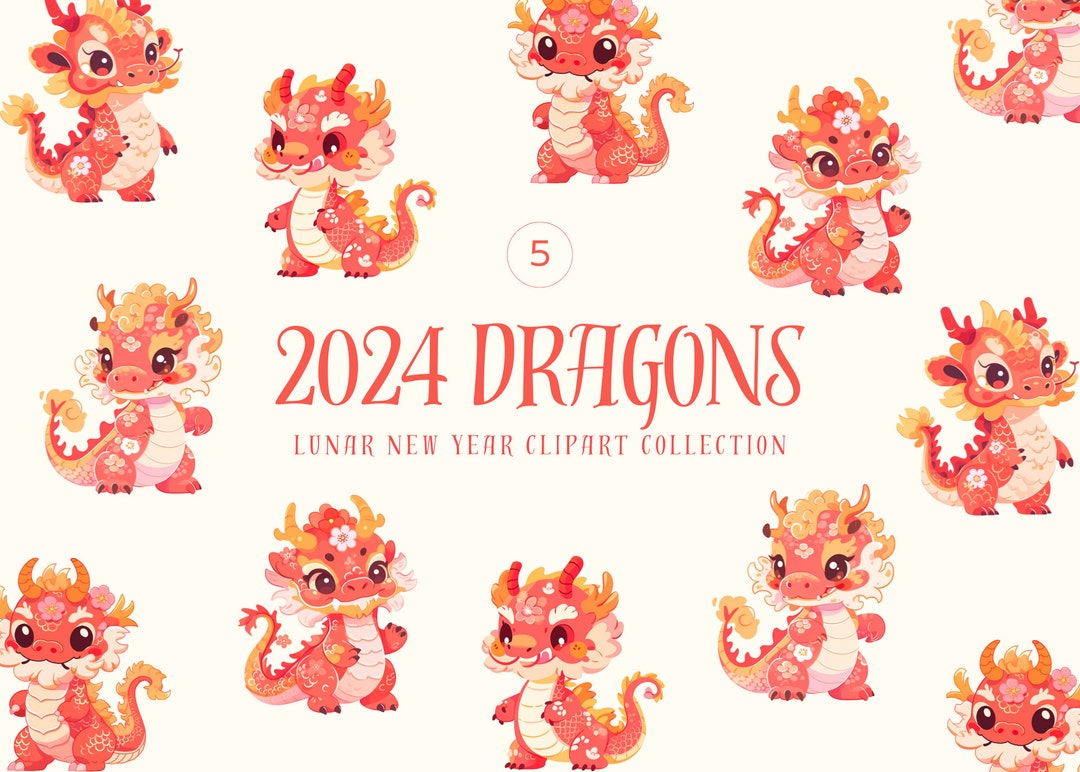 Dragon Lunar New Year 2024 - Cute Kawaii Dragon Clipart - Year of the ...