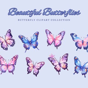 Cute Butterfly Clipart - Digital Clipart PNG - Kawaii Butterfly Digital ...