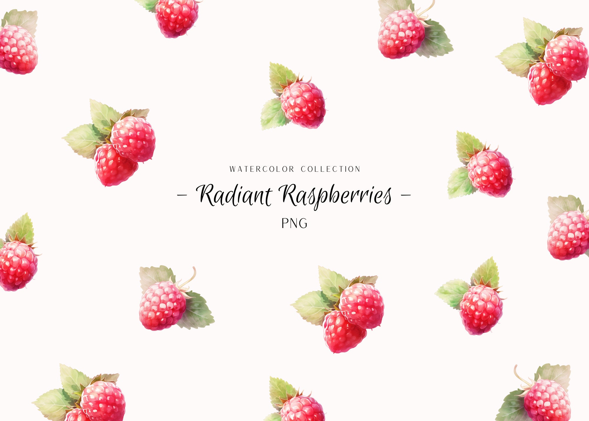 Watercolor Clipart - Radiant Raspberries - Card Clip Art - Instant ...