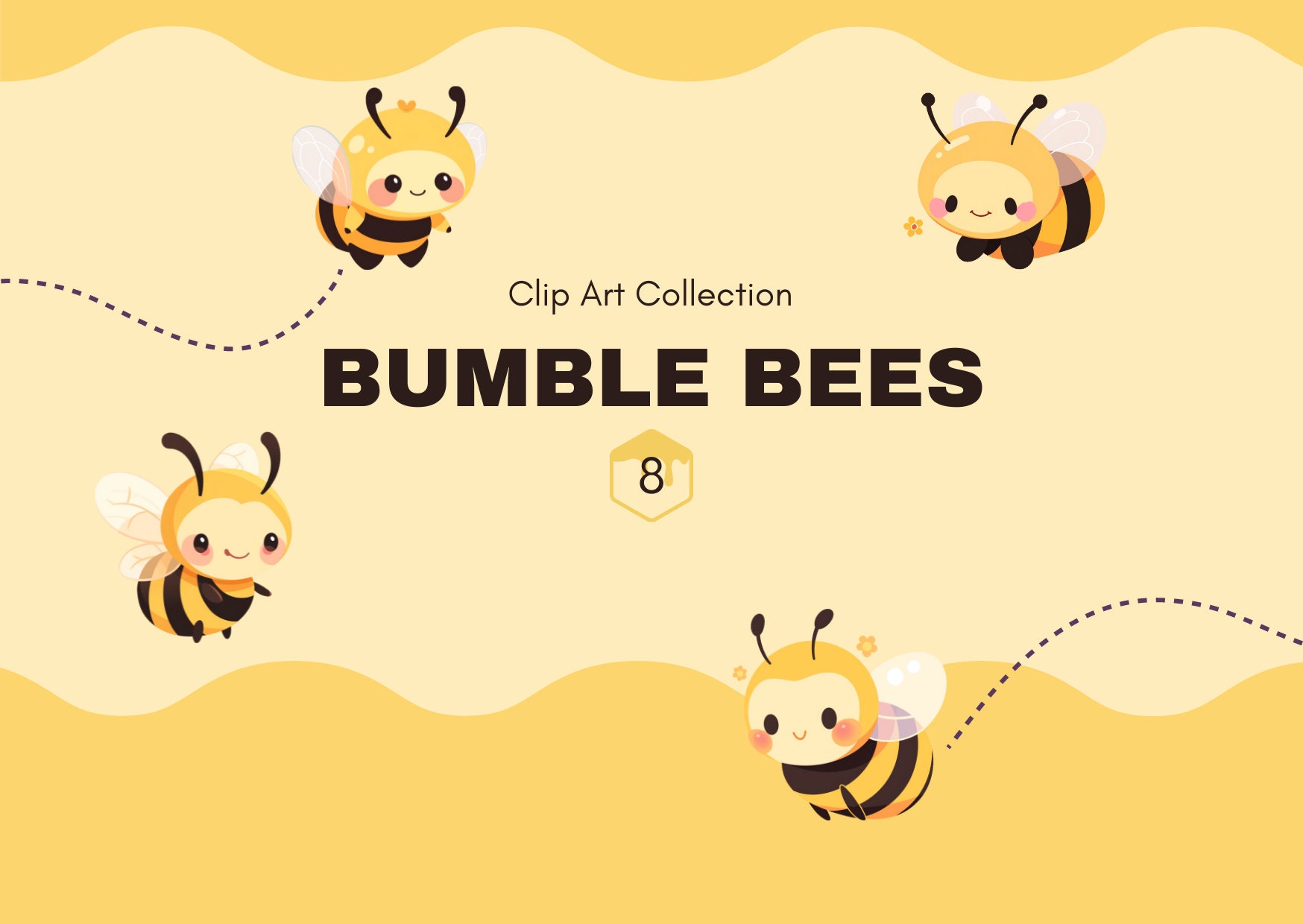 Bumble Bee Clip Art - Honey Bee Clipart - Bee Sticker - Bug Clipart ...