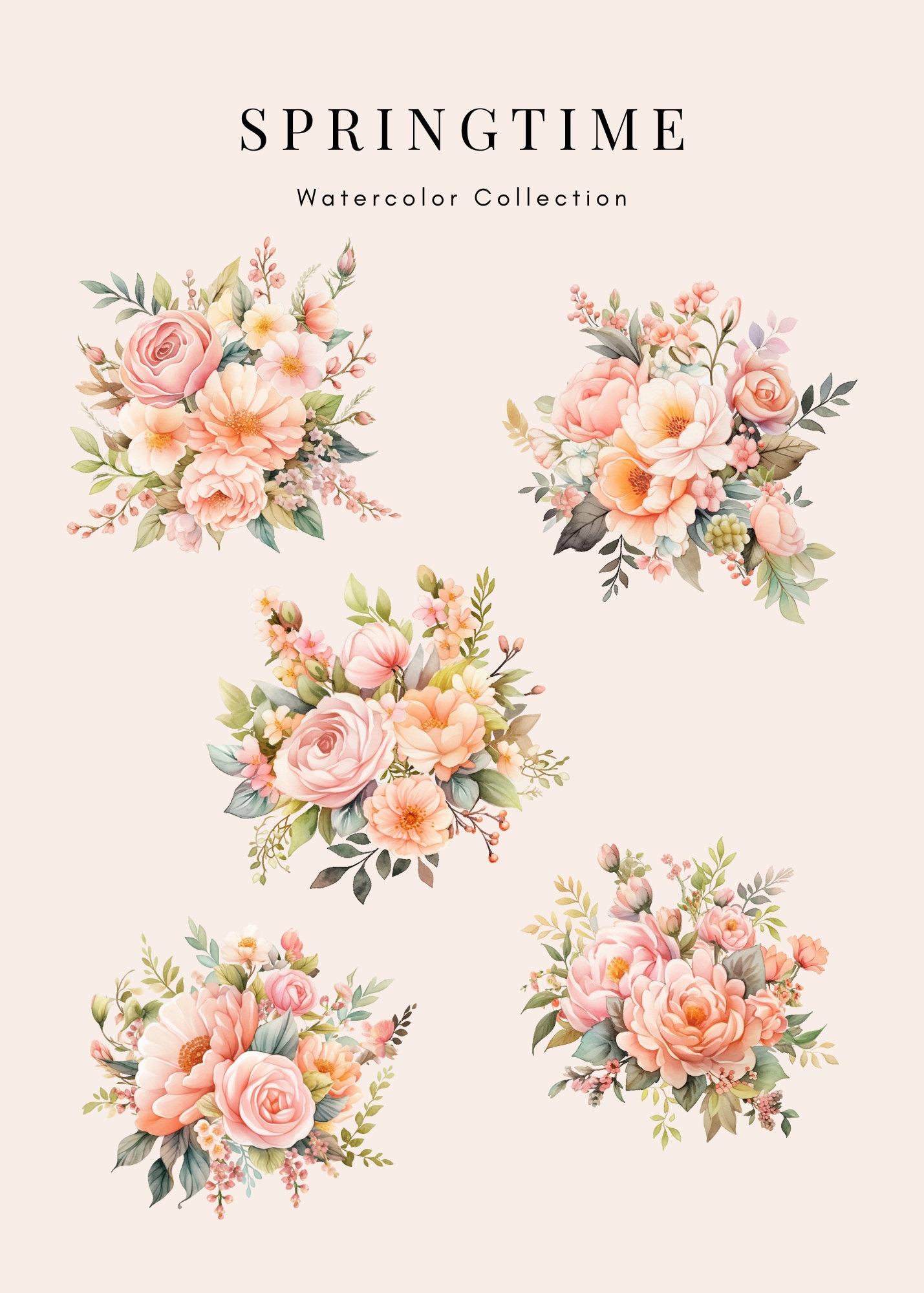 Watercolor Floral Clipart Springtime Floral Clip Art - Etsy