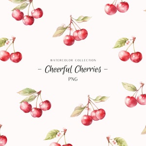 Watercolor Cherry Clipart - Cherry Clip Art - Instant Download - Cherry ...