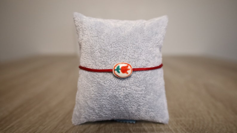 Tulip Bead,flower Bead Bracelet,red Satin Cord Bracelet,love,wish ...