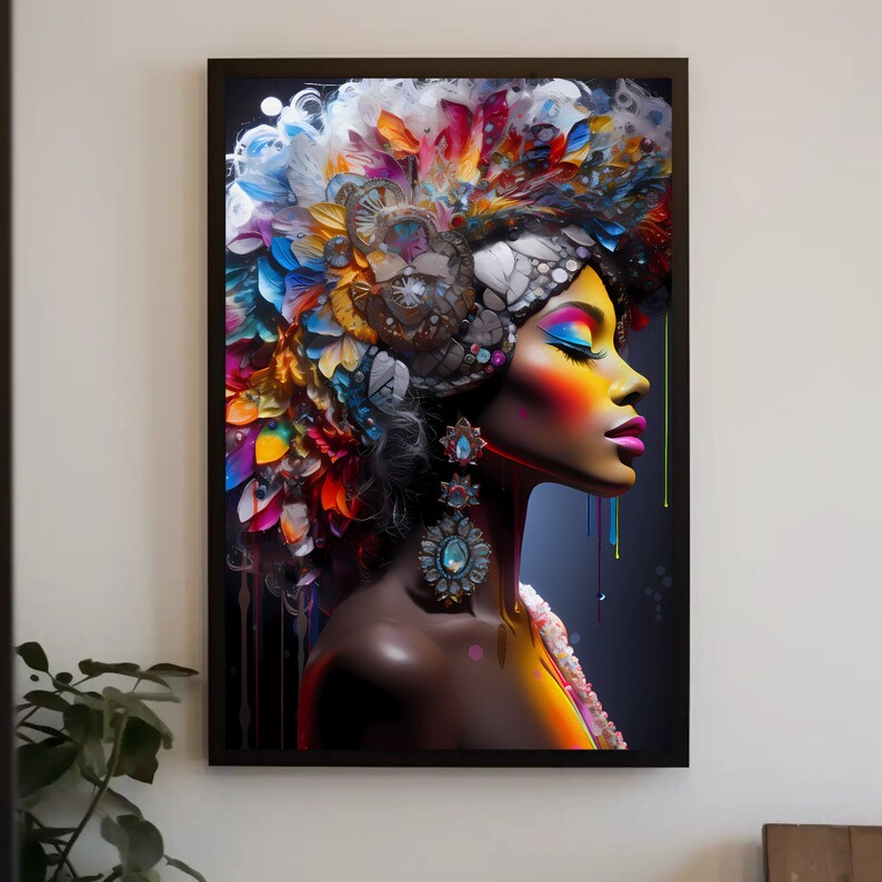 Woman Wall Art| African American Art| Black Woman Art| Black Canvas Wall Art| Living Room Art ...