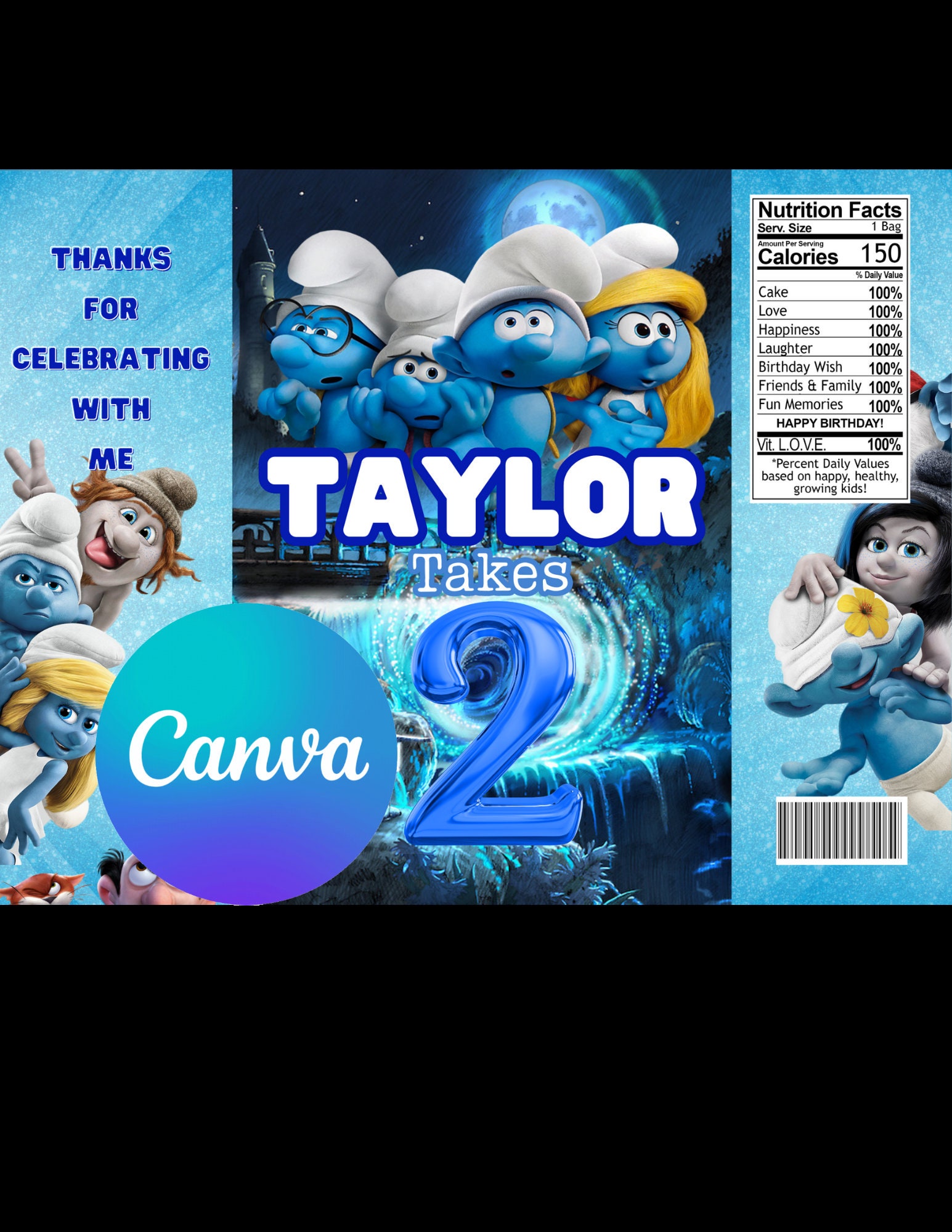 Smurfs Birthday Template - Etsy