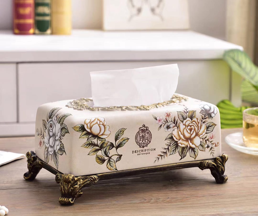 Elegant Floral Tissue Box Cover - Etsy