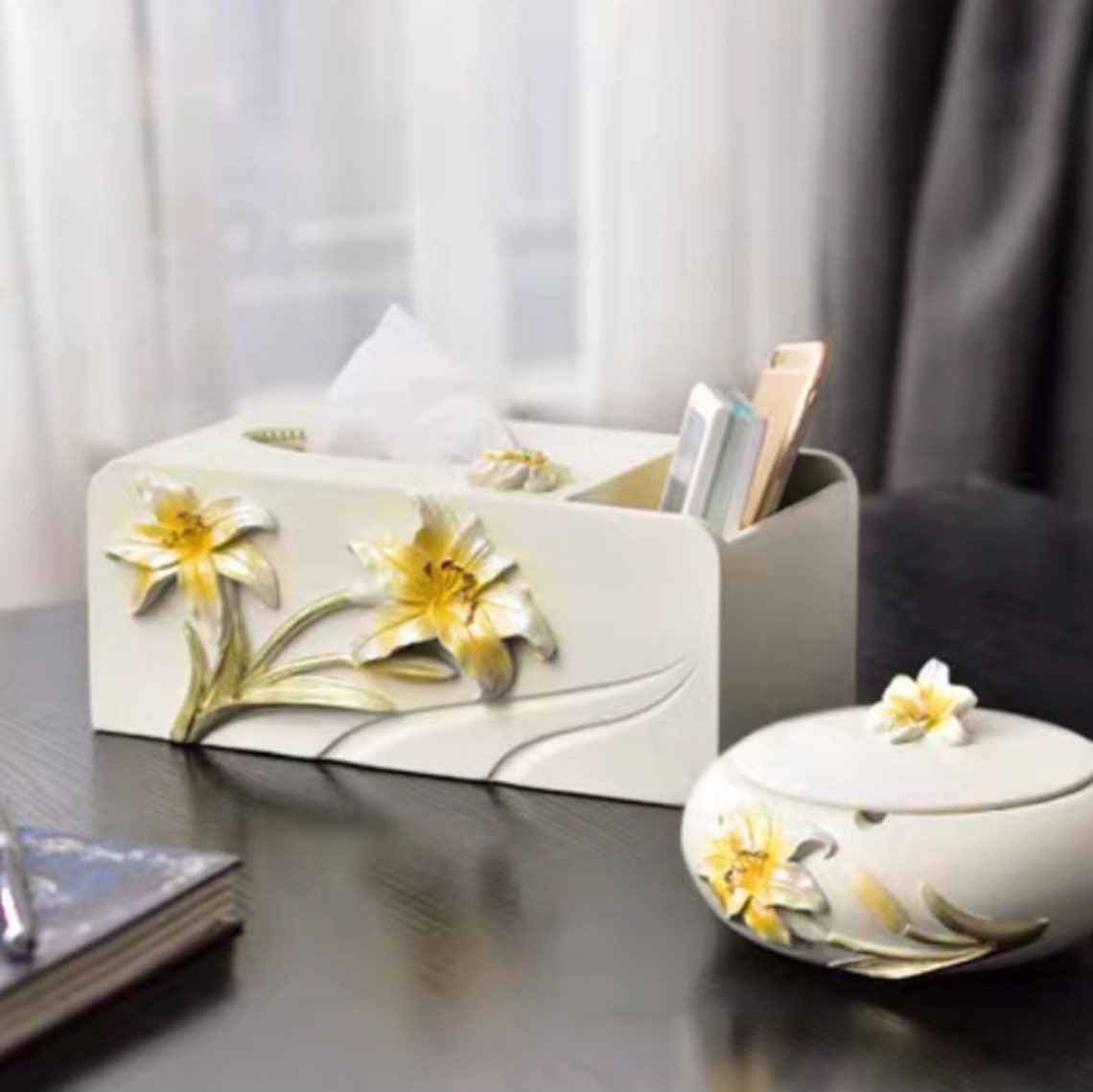 Multifunctional Ceramic Tissue Holder and Remote Organizer - Etsy