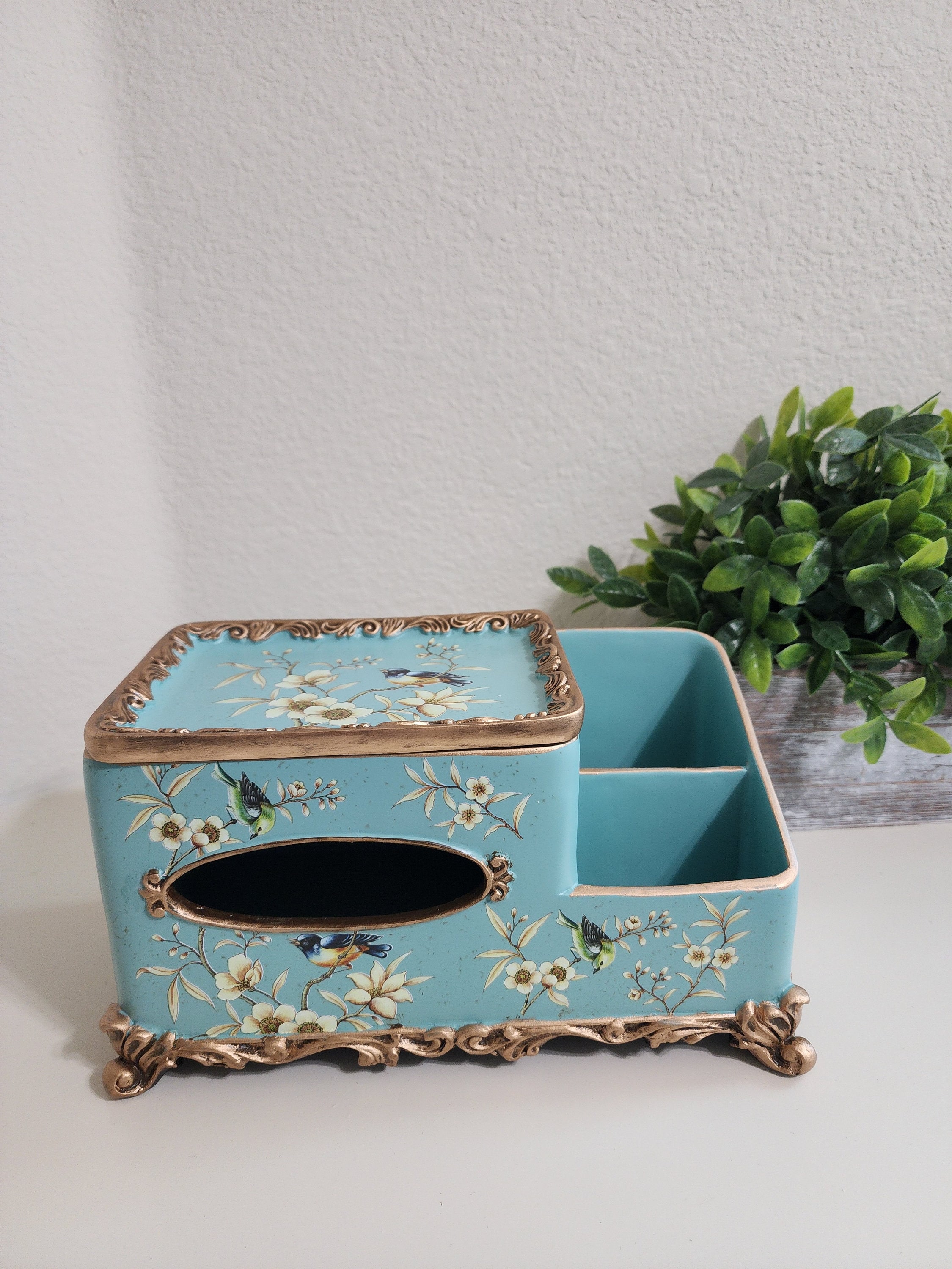 Artistry and Organization Unite: Hand-painted Ceramic Tissue Holder ...