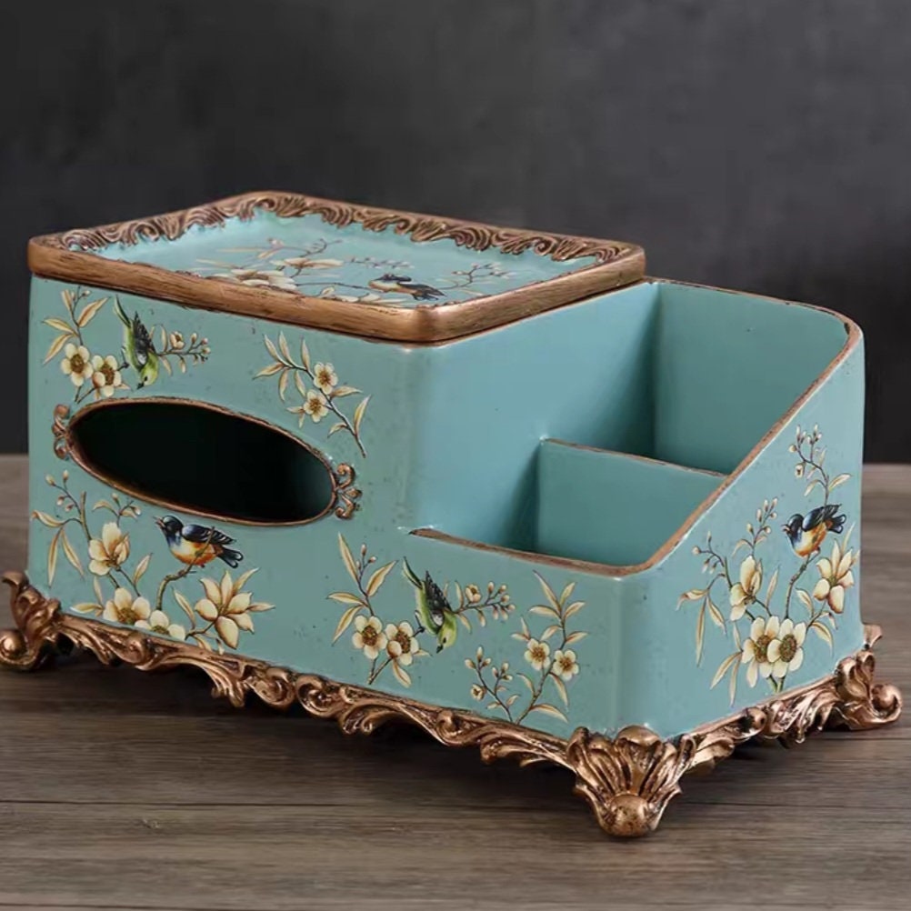 Artistry and Organization Unite: Hand-painted Ceramic Tissue Holder ...