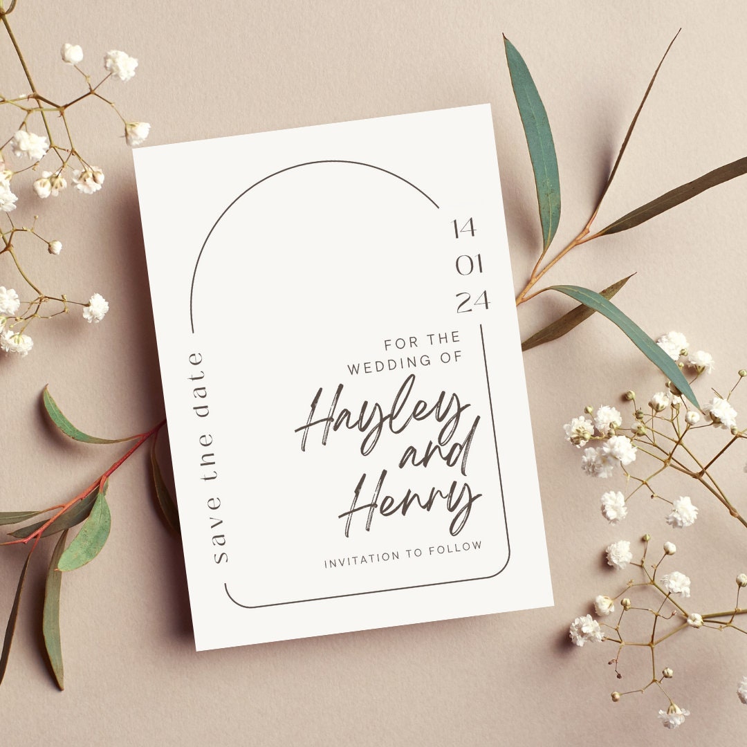 Editable Modern Save the Date Invitation, Simple Minimalist Save Our ...