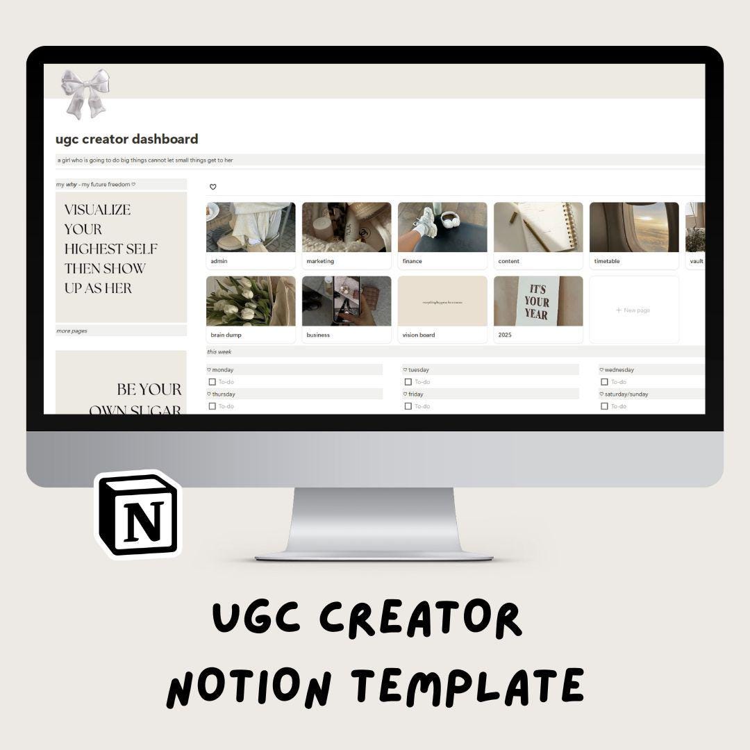 UGC Notion Template for UGC Creators | Premium UGC Notion Template to Help Manage Your Ugc ...