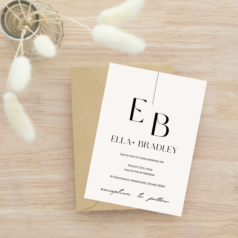 Editable Simple Wedding Invitation Minimalist Cursive Wedding - Etsy