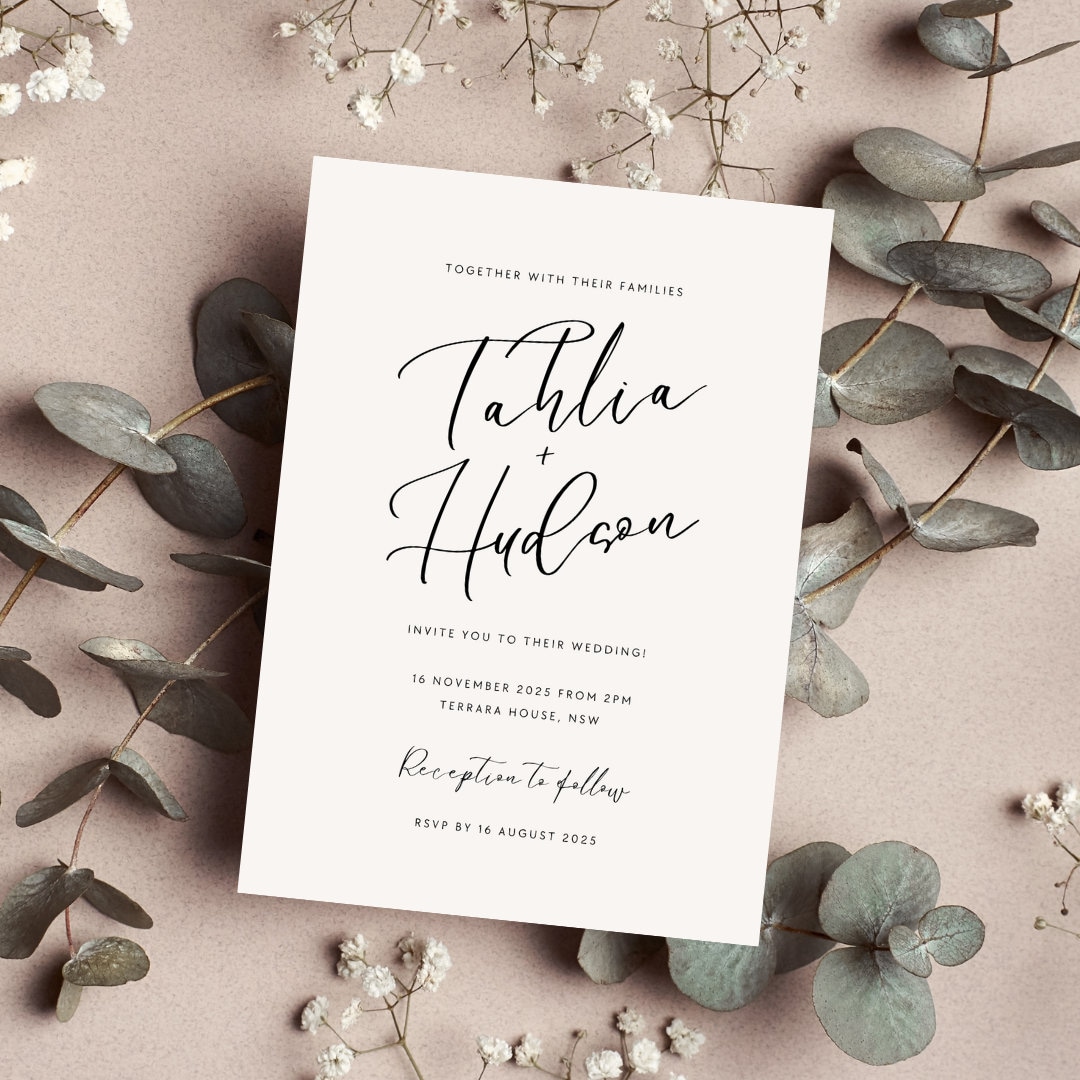 Editable Simple Wedding Invitation, Minimalist Cursive Wedding Invite ...