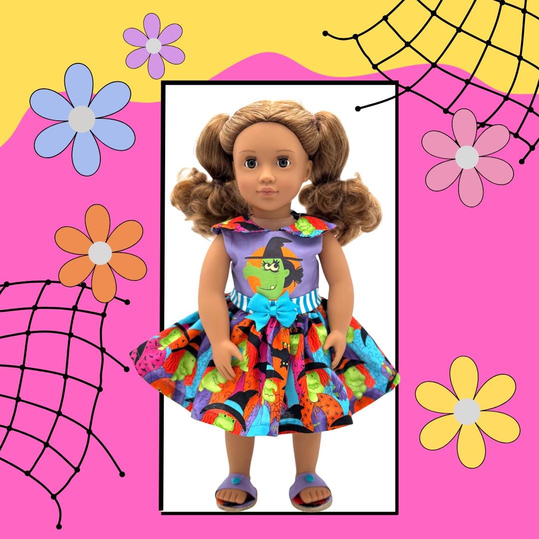 18" Doll Dress "green Witch" + Sandals. - Etsy