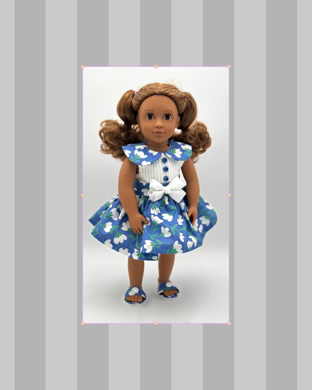 Doll Dress " Floral on Blue" + Sandals for 18" AG Dolls - Etsy
