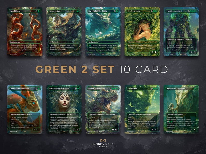 Green Full Art Proxy Cards - 10 Card Set - Etsy