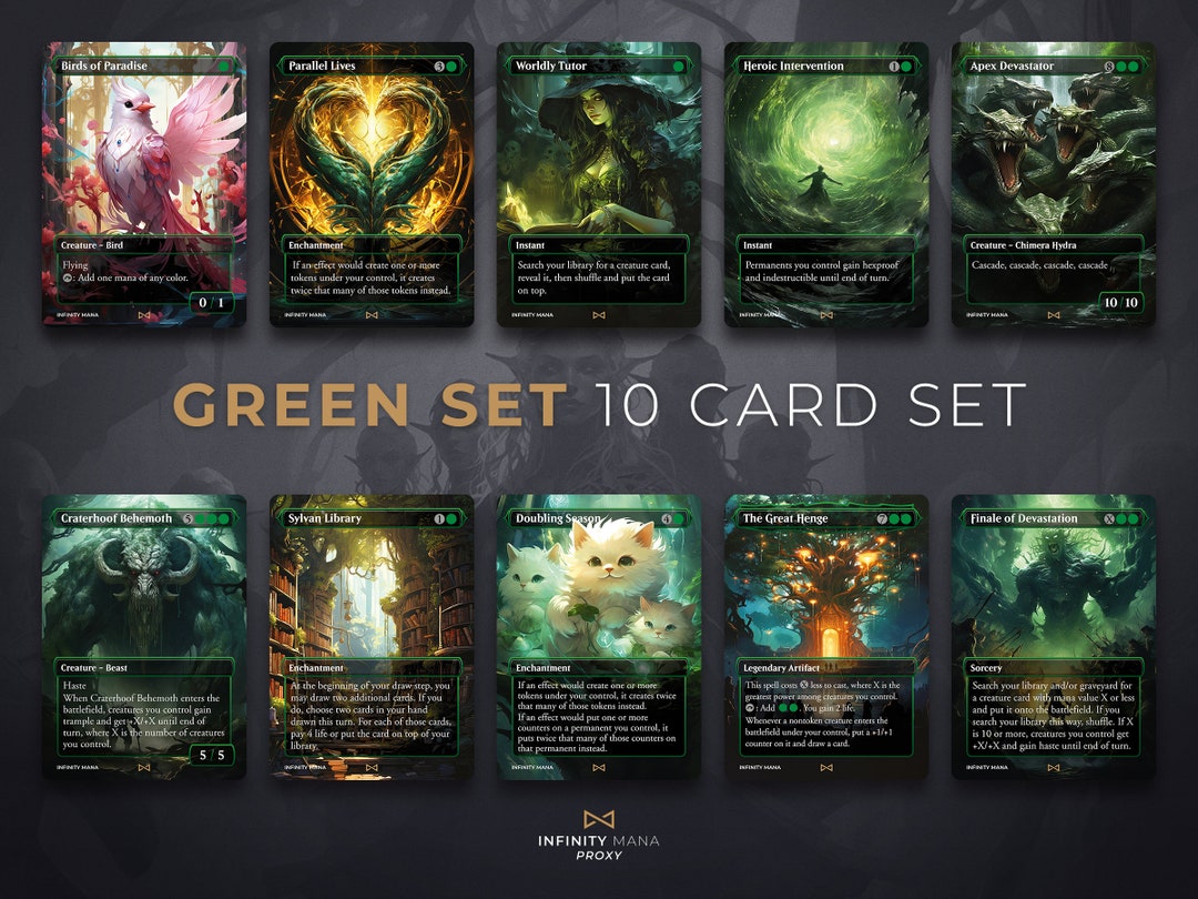 Green Full Art Proxy Cards - Commander Set of 10 - Etsy