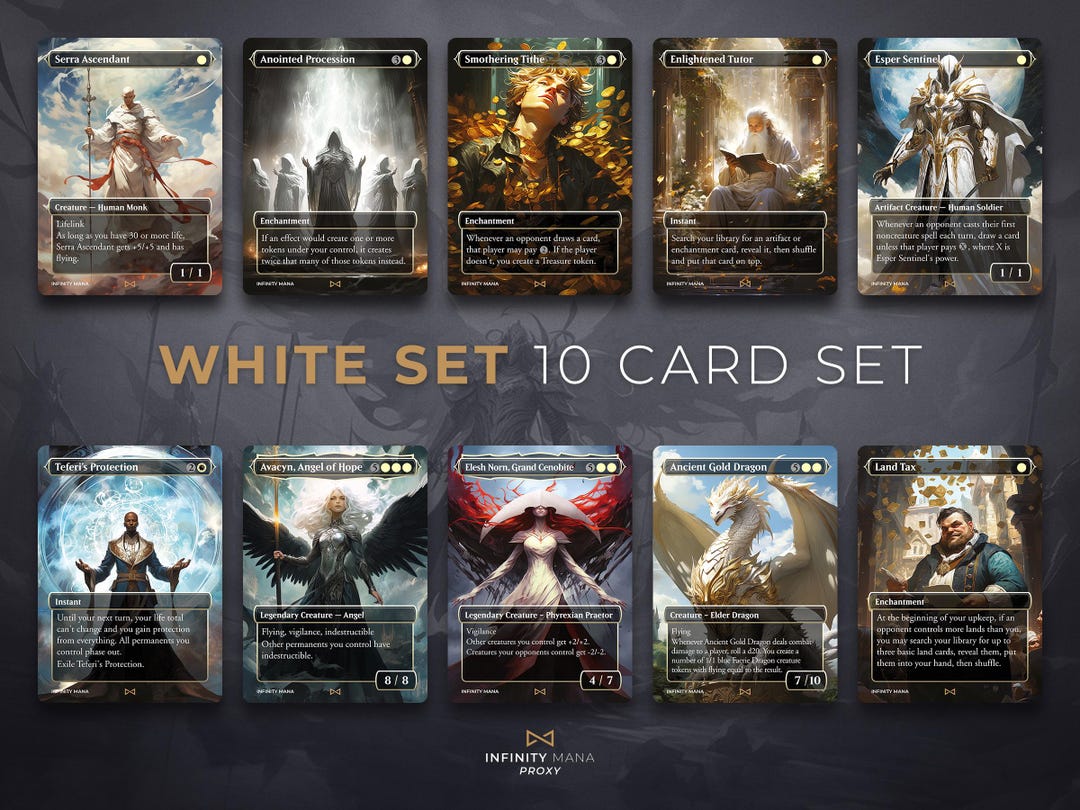 White SET 10 Card SET - Premium Proxy Cards, Full Art Commander Card - Etsy