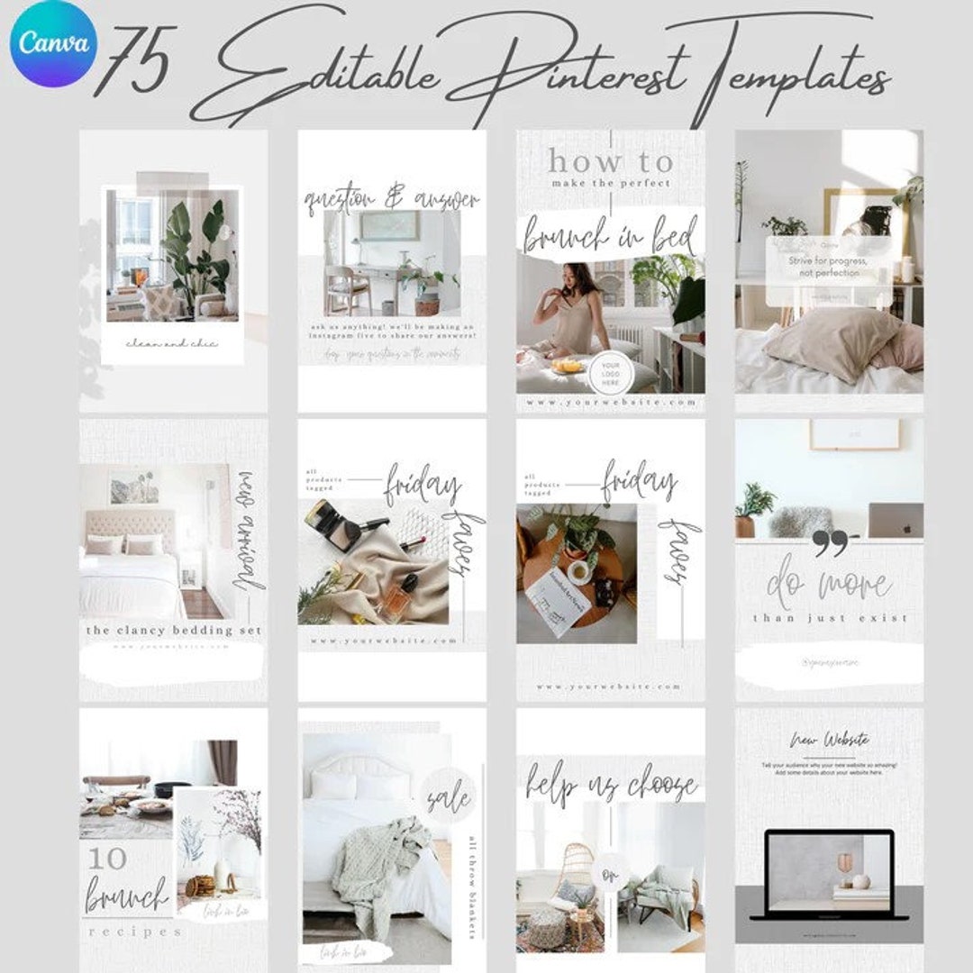 Pinterest Templates, 75 Editable Pinterest Templates - Etsy