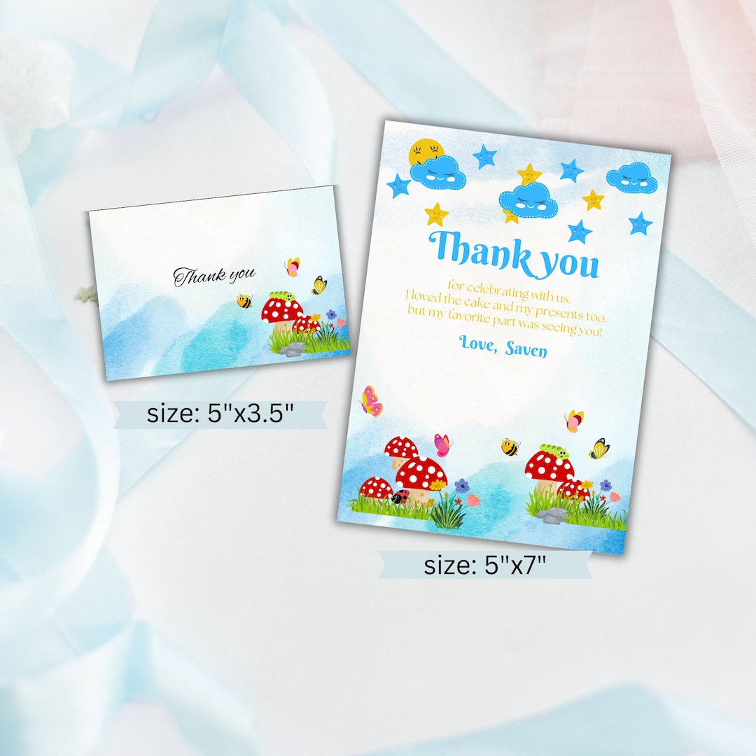 Bella Thank You Card Editable Printable Birthday One Digital - Etsy