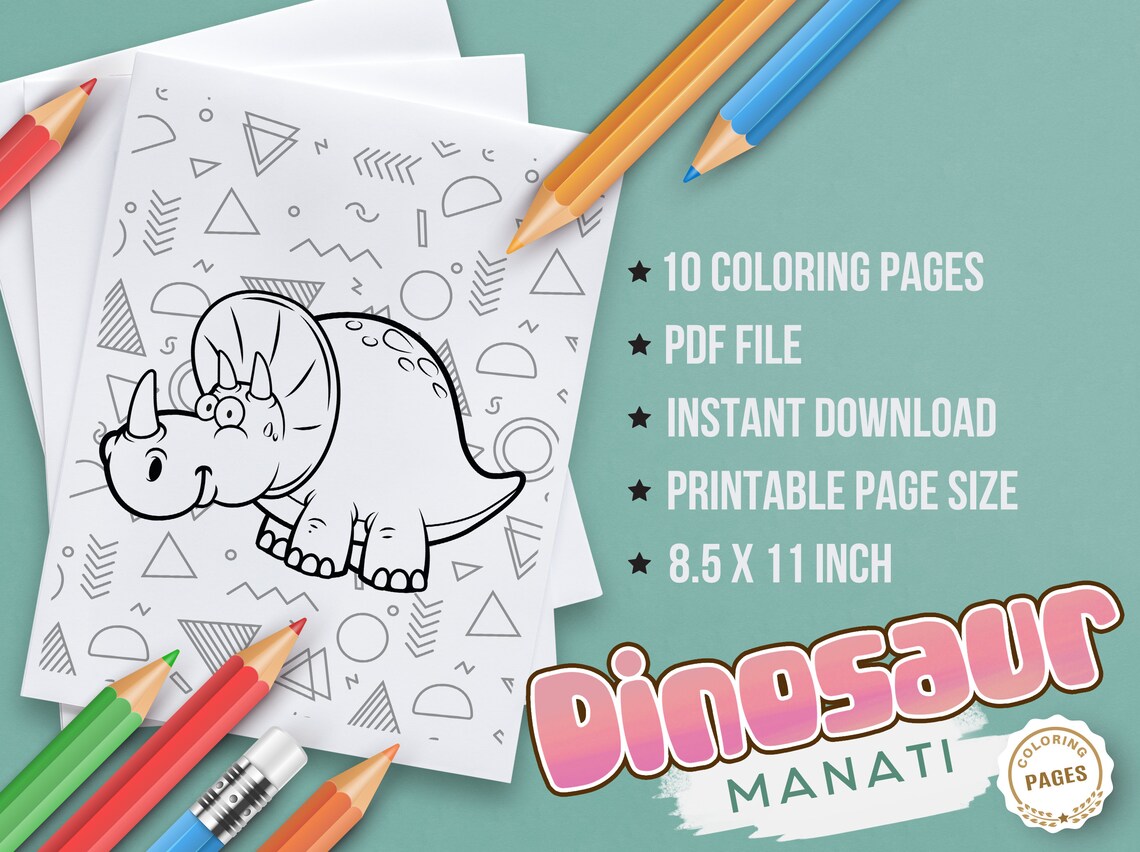 Dinosaur Coloring Pages, PDF Printable Download of 10 Dinosaurs ...