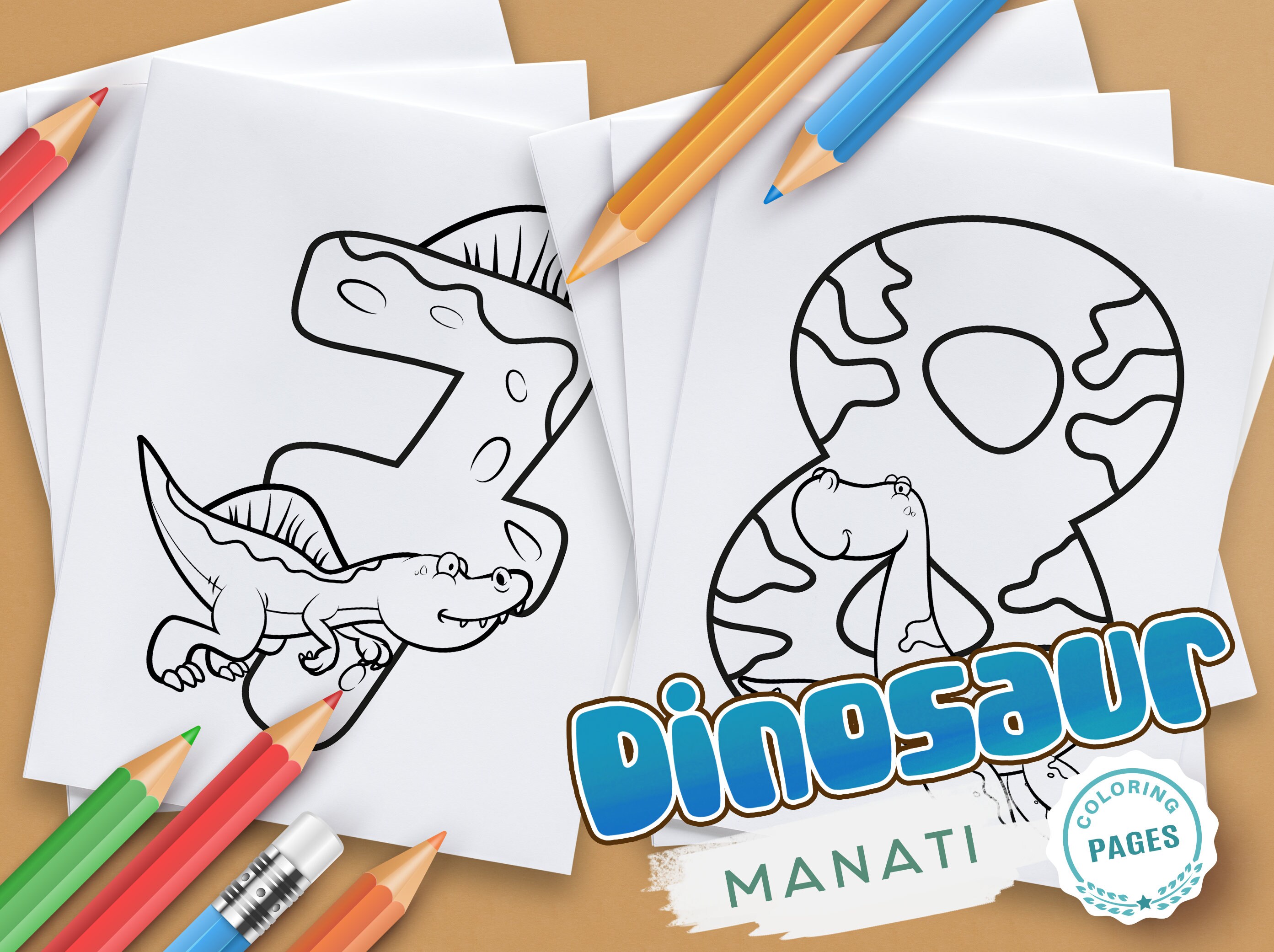 Dinosaur Coloring Pages, PDF Printable Download of 10 Dinosaurs ...